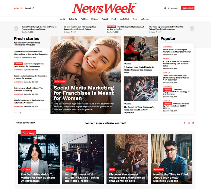 NewsWeek Magazine - Newspaper Momentum PRO Prebuilt Website